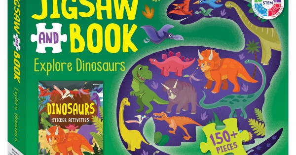 Jigsaw and Book Discover Dinosaurs