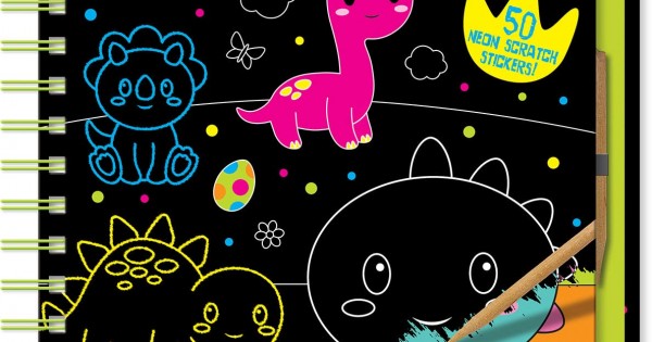 Neon Scratch Art Dinosaurs