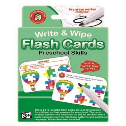 Flash Cards Write & Wipe Preschool Skills w/marker